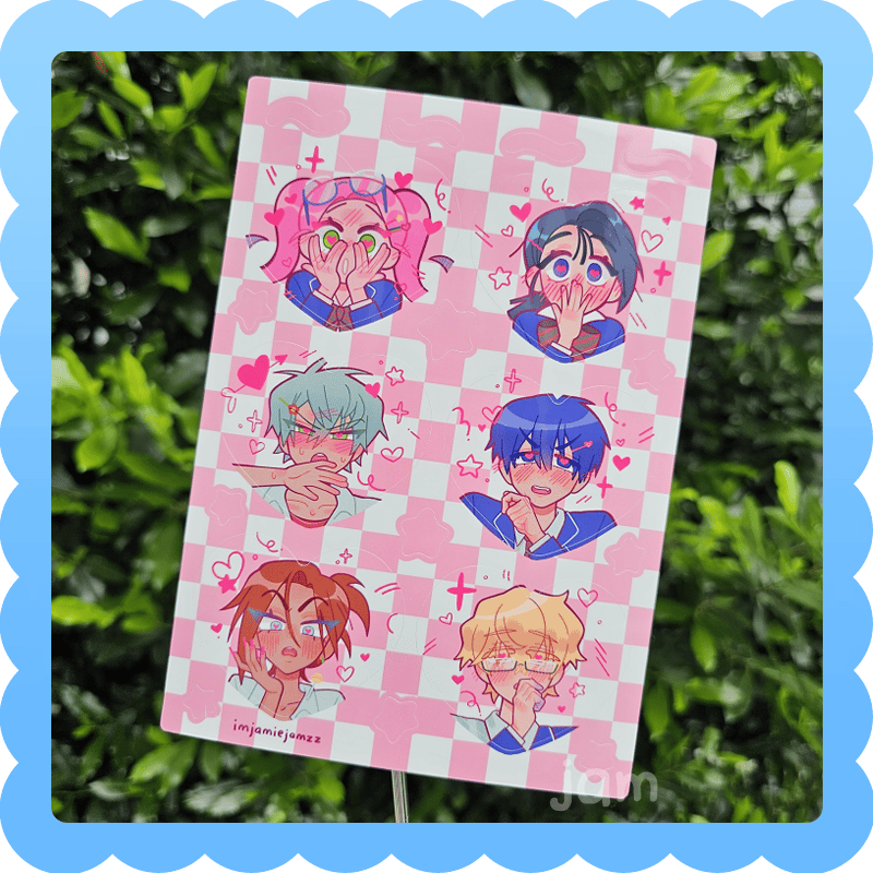 alnst pink heart ️ waterproof vinyl sticker sheet | jeanini's art shop