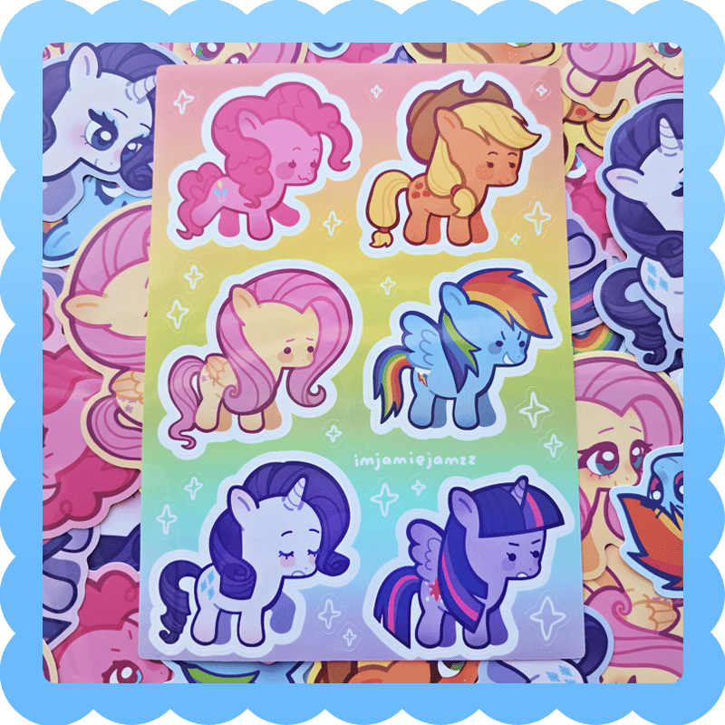 my little pony ️ waterproof vinyl sticker sheet | jeanini's art shop