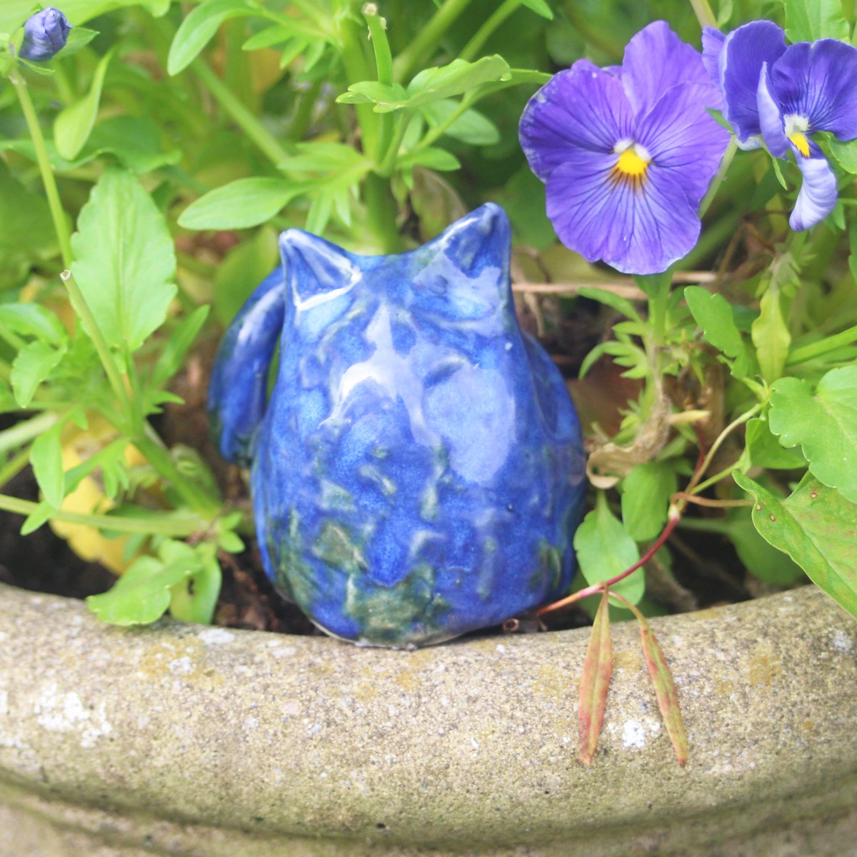 Andover Pottery — Small Blue Ceramic Cat, Handcrafted Cat Sculpture ...