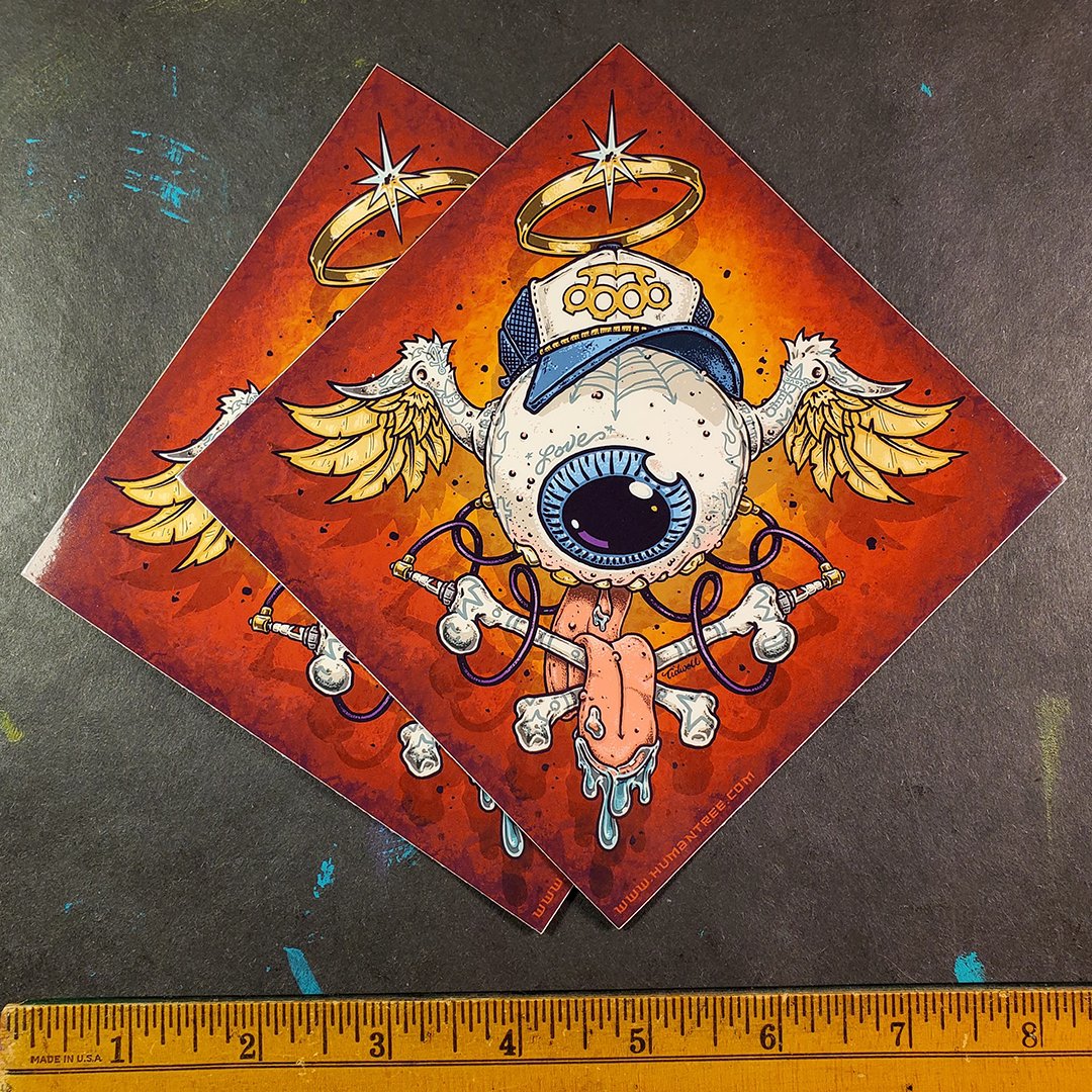 FULL COLOR FLYING EYEBALL SQUARE STICKER | HUMANTREE