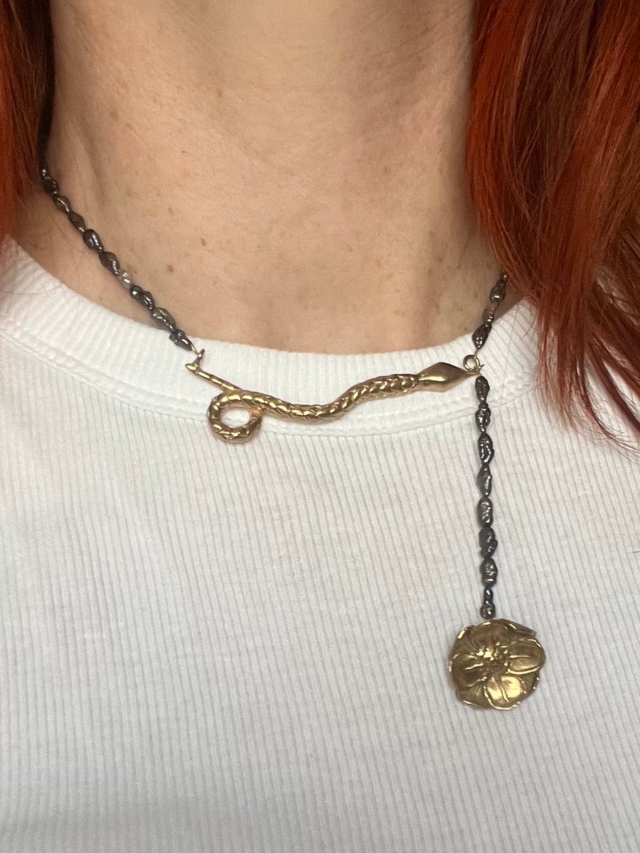Snake Chasing a Flower Necklace | Anarres Metal