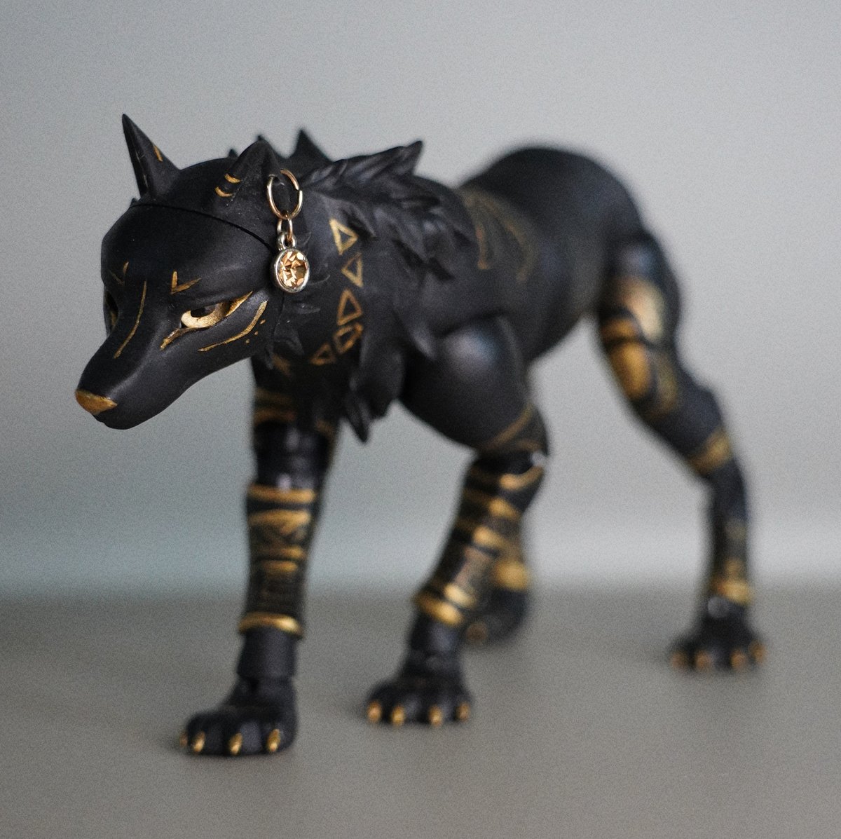 Hallow Wolf - Gilded Ebony OOAK BJD | Artiche Dolls