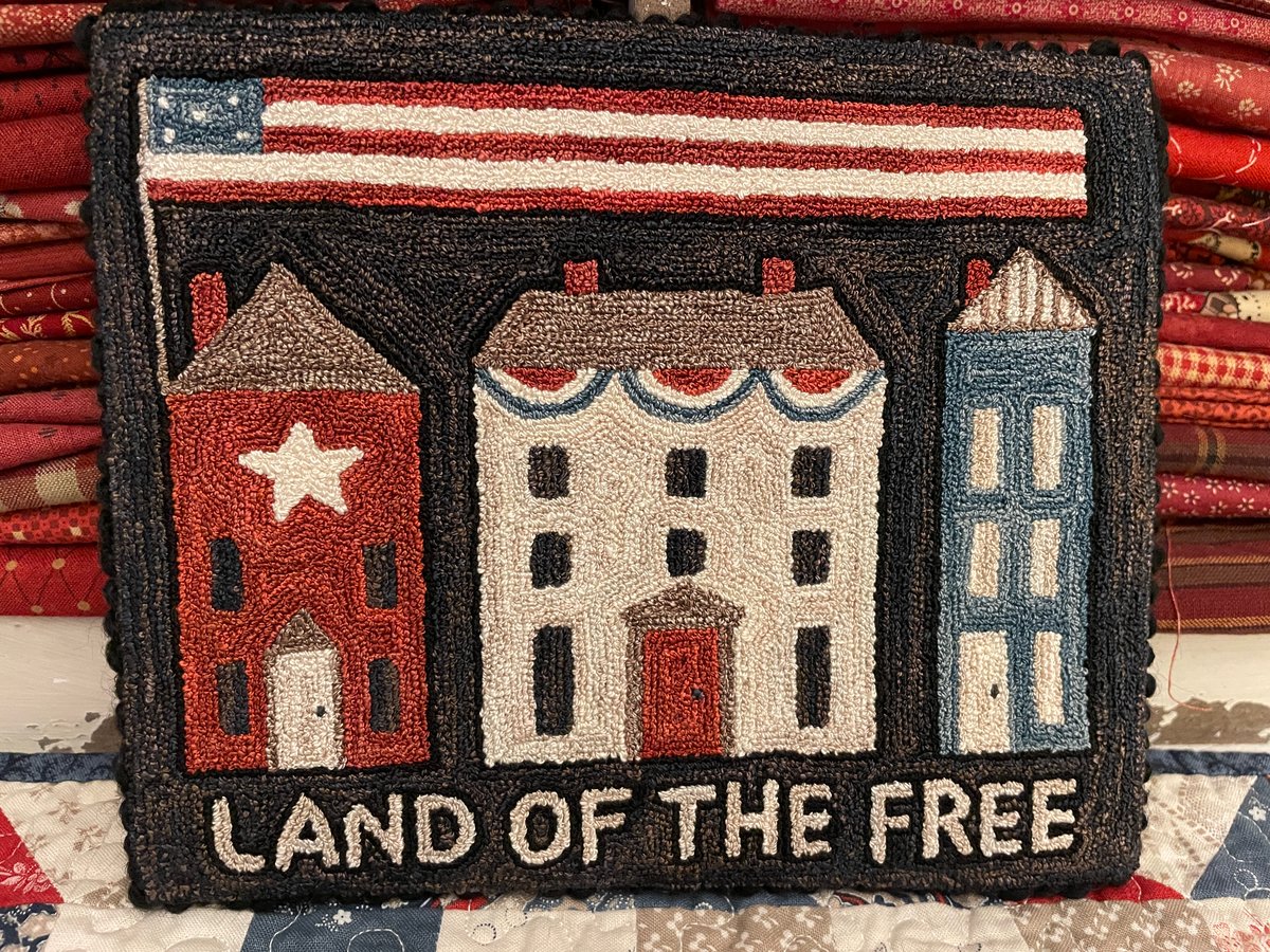 Land Of The Free Primitive Punch Needle Decorative Folk Art Mat/Mini ...
