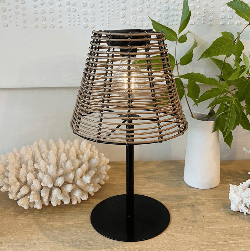Woven Solar Table Light - Black | Harolds Finishing Touches