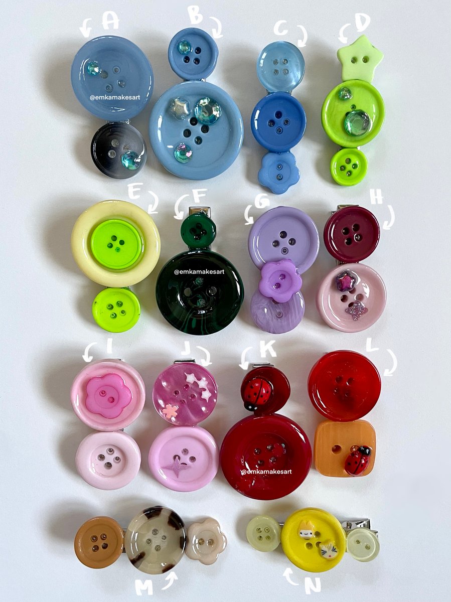 button hair clips | emkamakesart