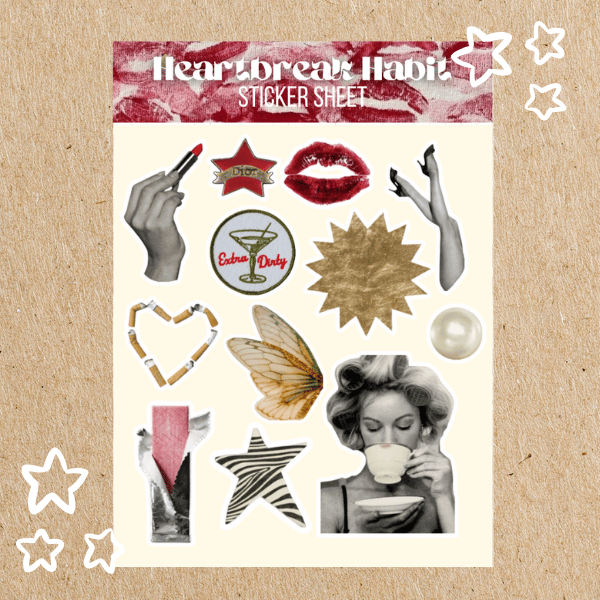 Heartbreak Habit Sticker Sheet | Postal Charm Club