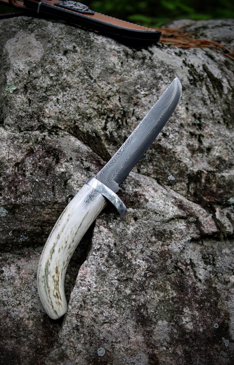 Lockwood Knives — Jellyroll Damascus Medieval Style Fighter Knife