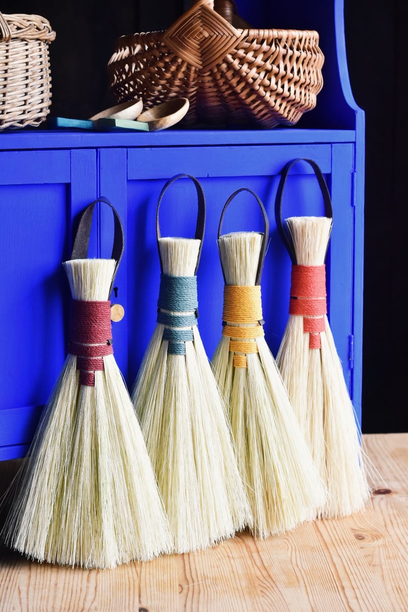 Tampico fibre hand brush broom with hemp and leather | Bec Wild ...