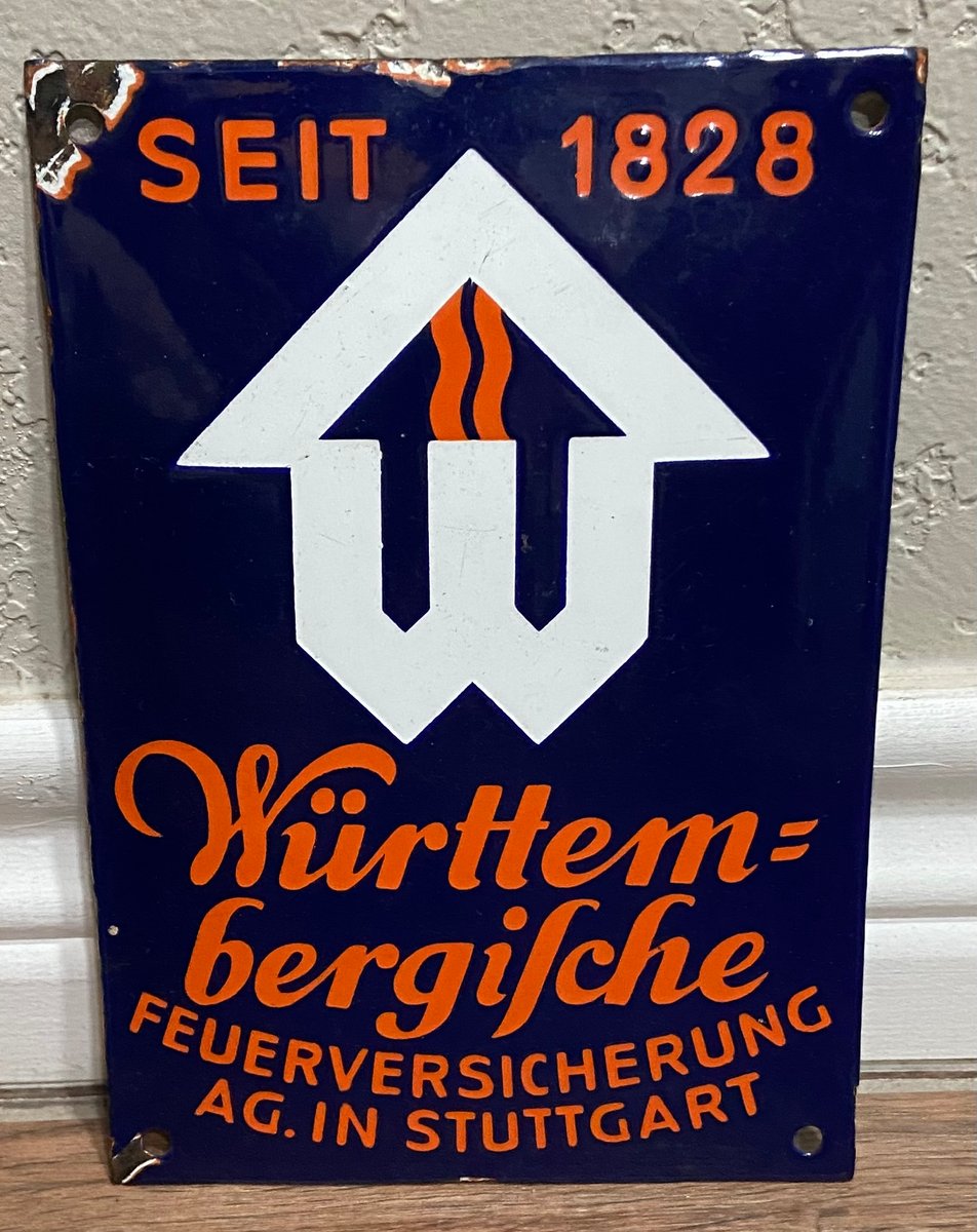 Vintage (ca. 1950s) Enamel German Fire Insurance, Company Sign | WORLD ...