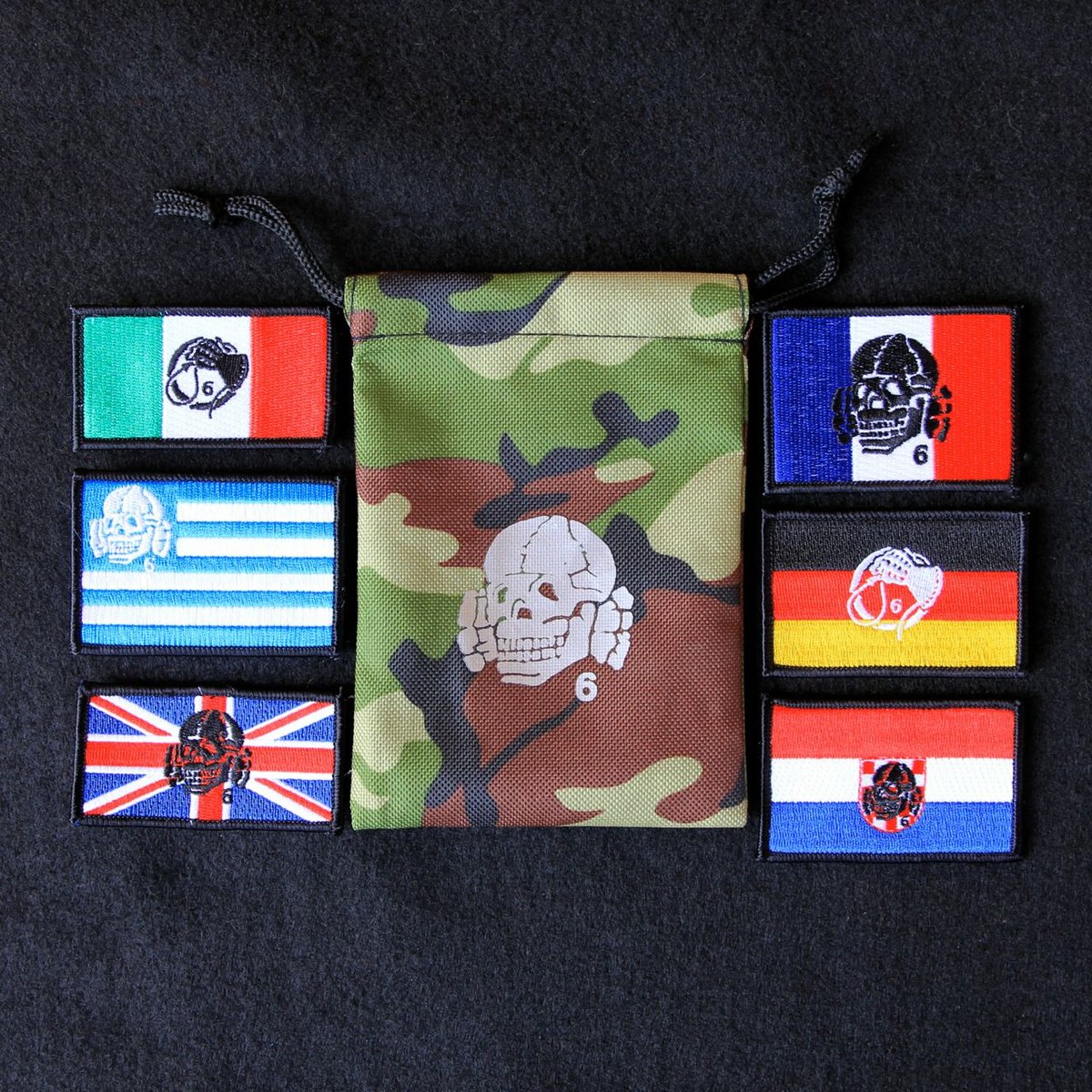 Triskele — Death In June Flag Patch collection 1, with camo bag
