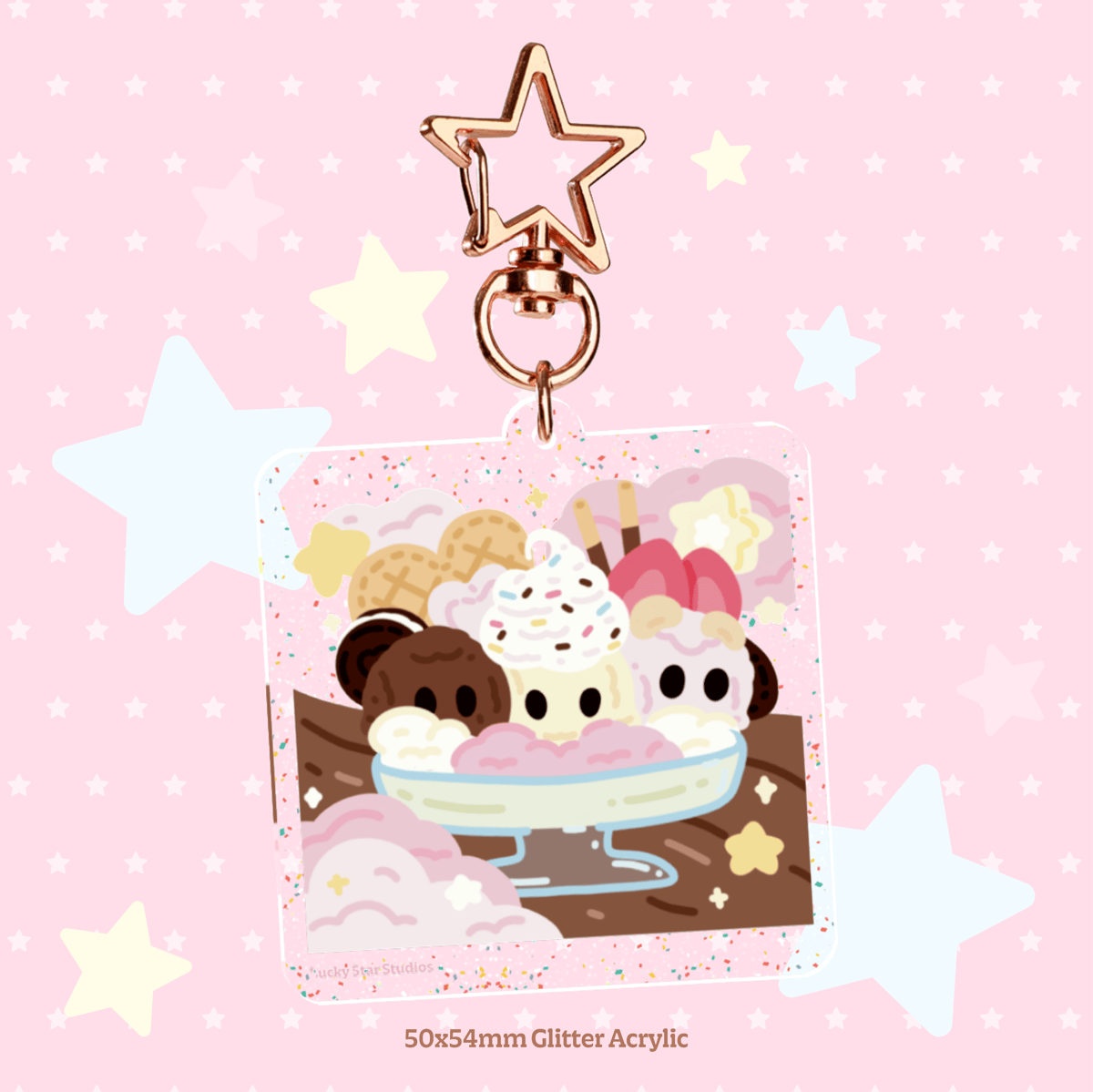 Neapolitan Sundae Glitter Keychain | Lucky 5tar Studios