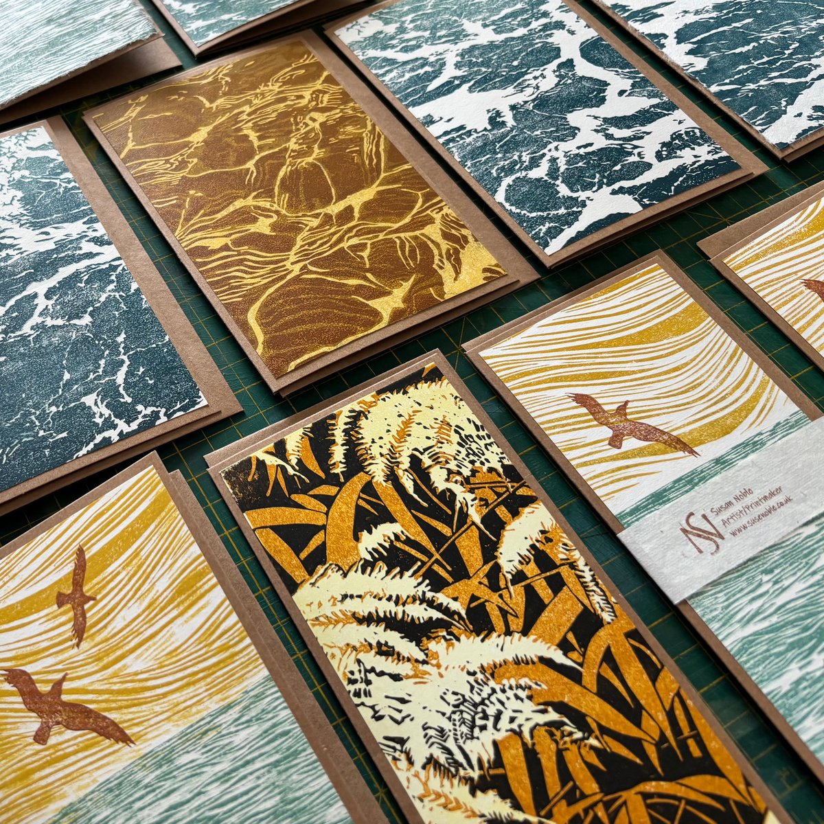Mix pack of 5 linocut cards | Susan Noble: Artist/Printmaker