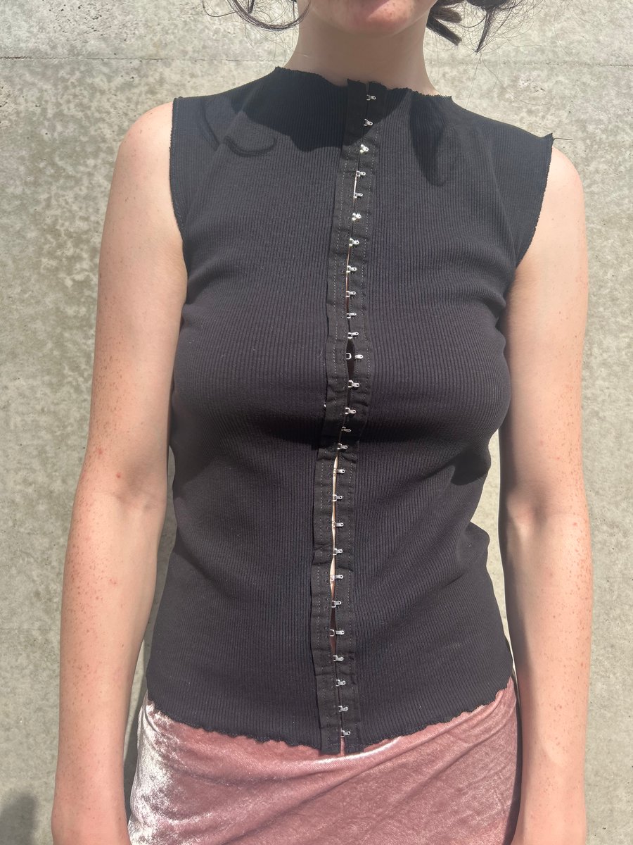 Black Cotton Corset Top with Hook Closure – Made in Berlin | aesthetik ...