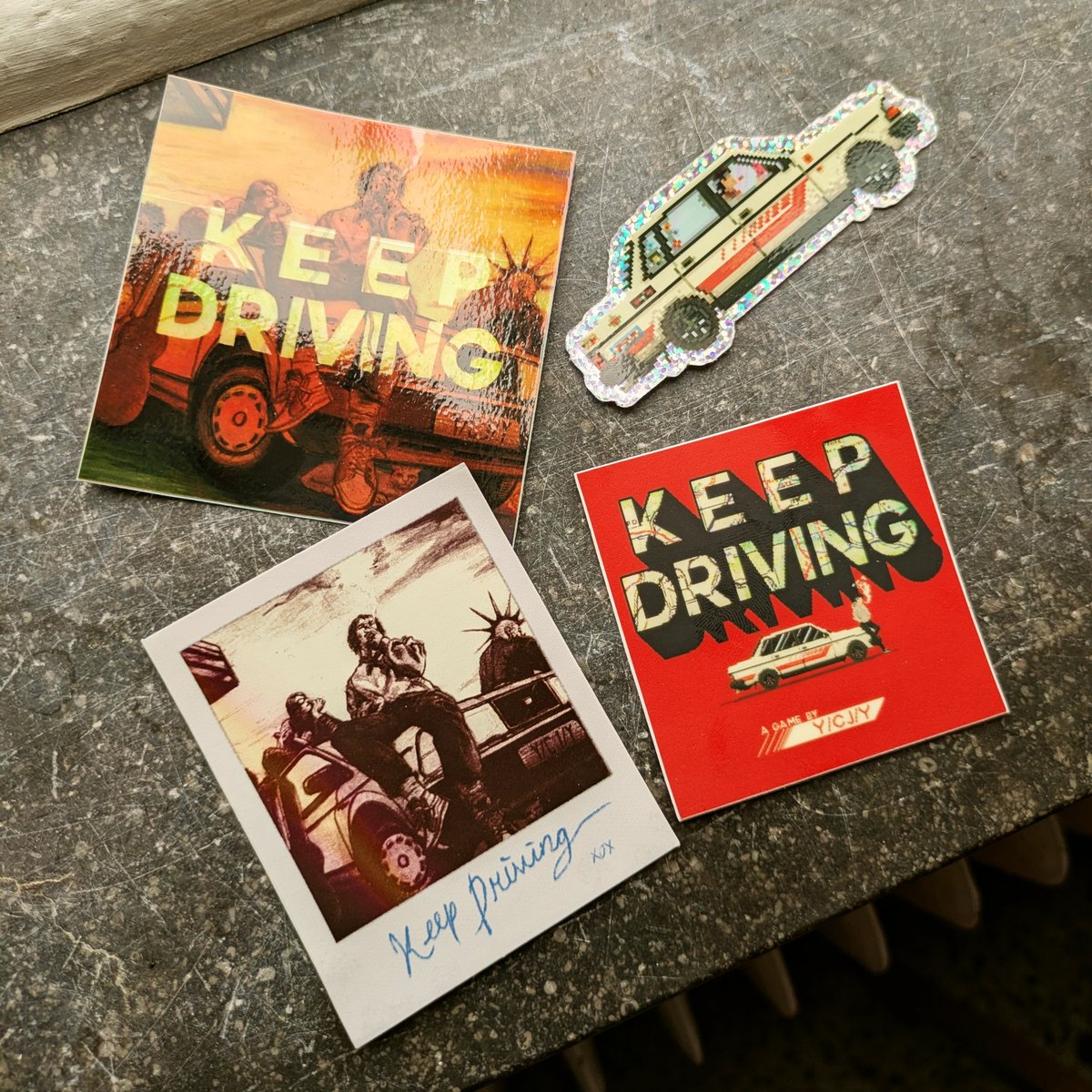 KEEP DRIVING - official 4 sticker pack | YCJYgames