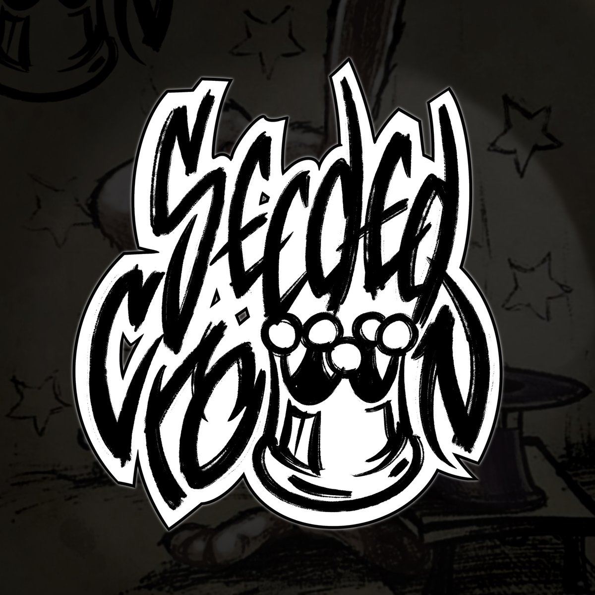 Seeded Crown LOGO sticker | Strange Invaders merchandise