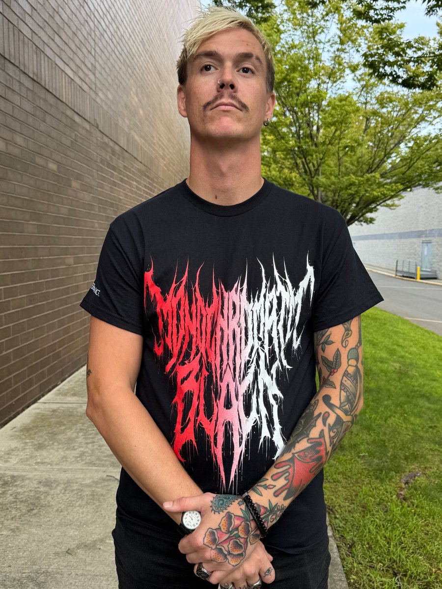 Red to White Fade Vehemence shirt | Monochromatic Black