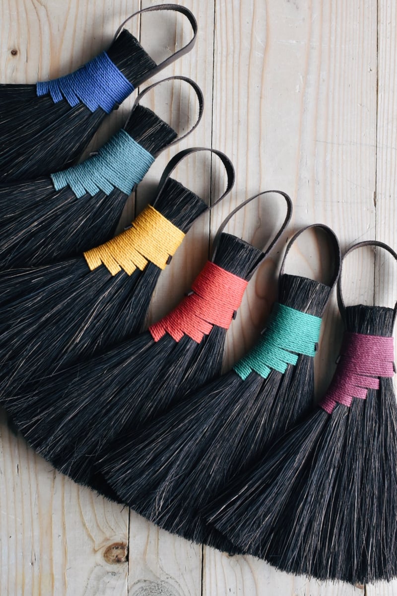 Arenga fibre hand brush broom with hemp cord & leather hanger Turkey ...