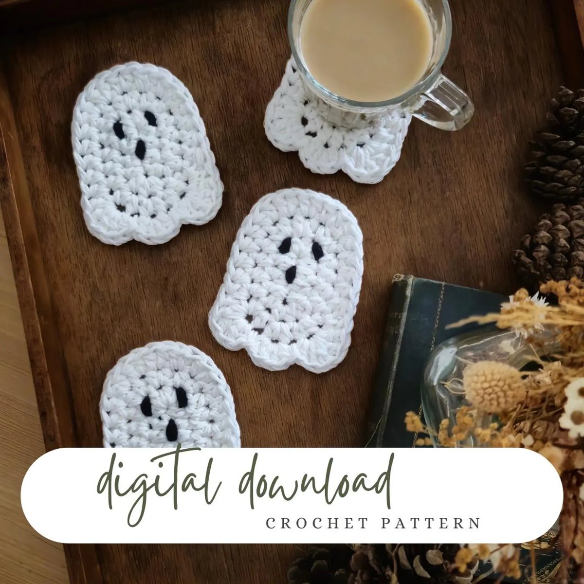 Ghost Coaster Crochet Pattern | Blossom and Yarn