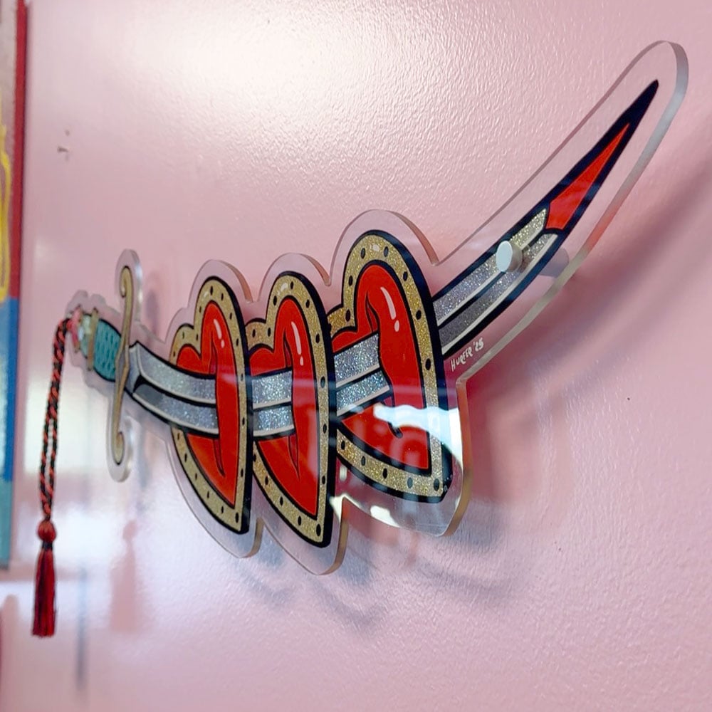 Sword & Hearts Acrylic Painting | Hurfer Hand Painted