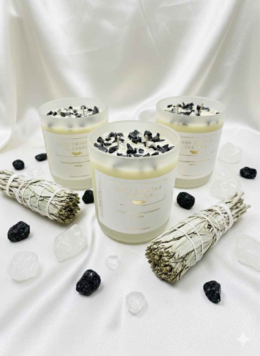 Crystal Cleanse Sage Candle | Melbourne’s Psychic Medium