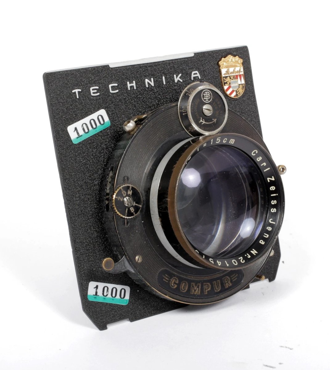 Carl Zeiss Jena Tessar 150mm F3.5 lens in Compur dial set shutter #1000 ...