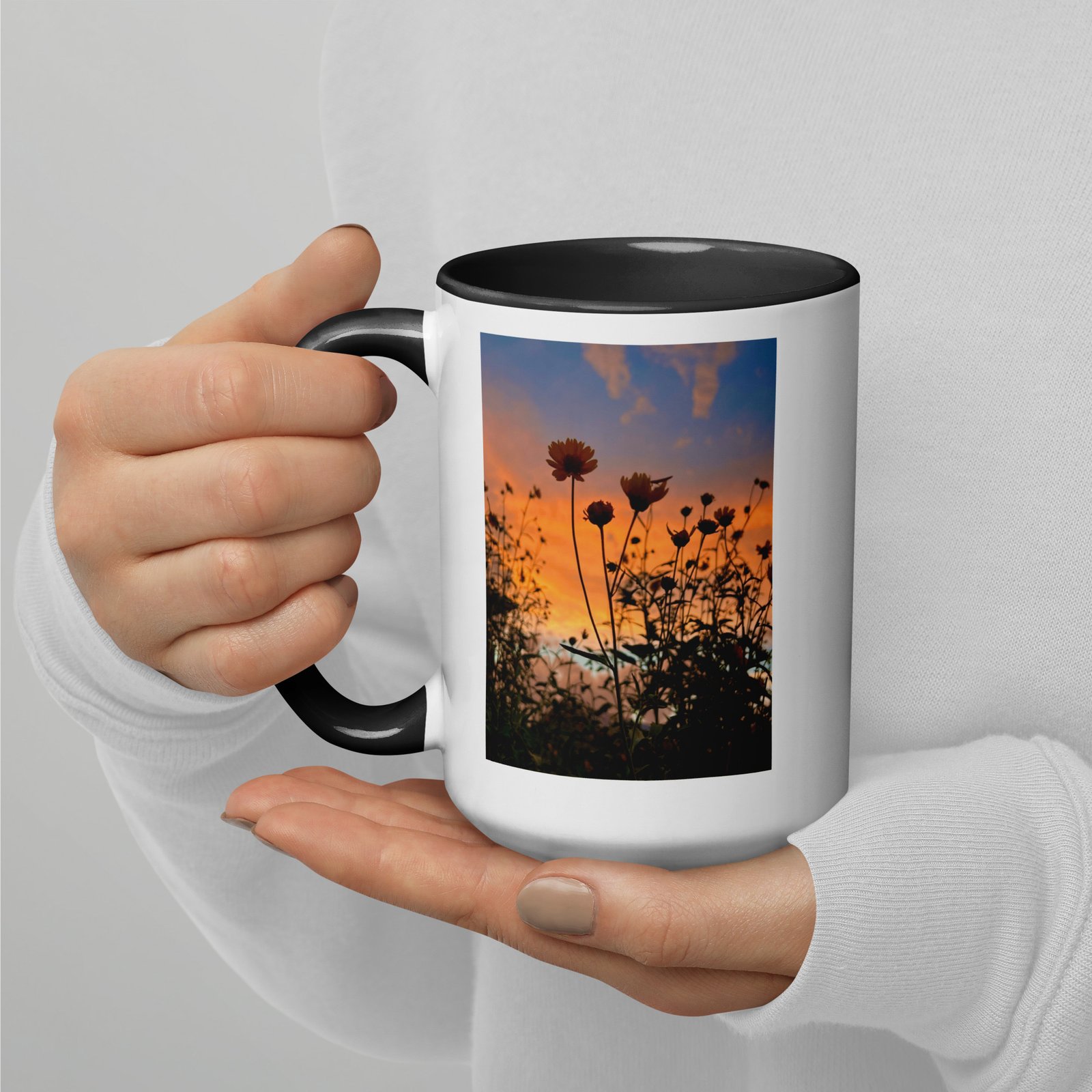 Coreopsis Sunset Garden Mug - Black | Wildflower Art by Kari