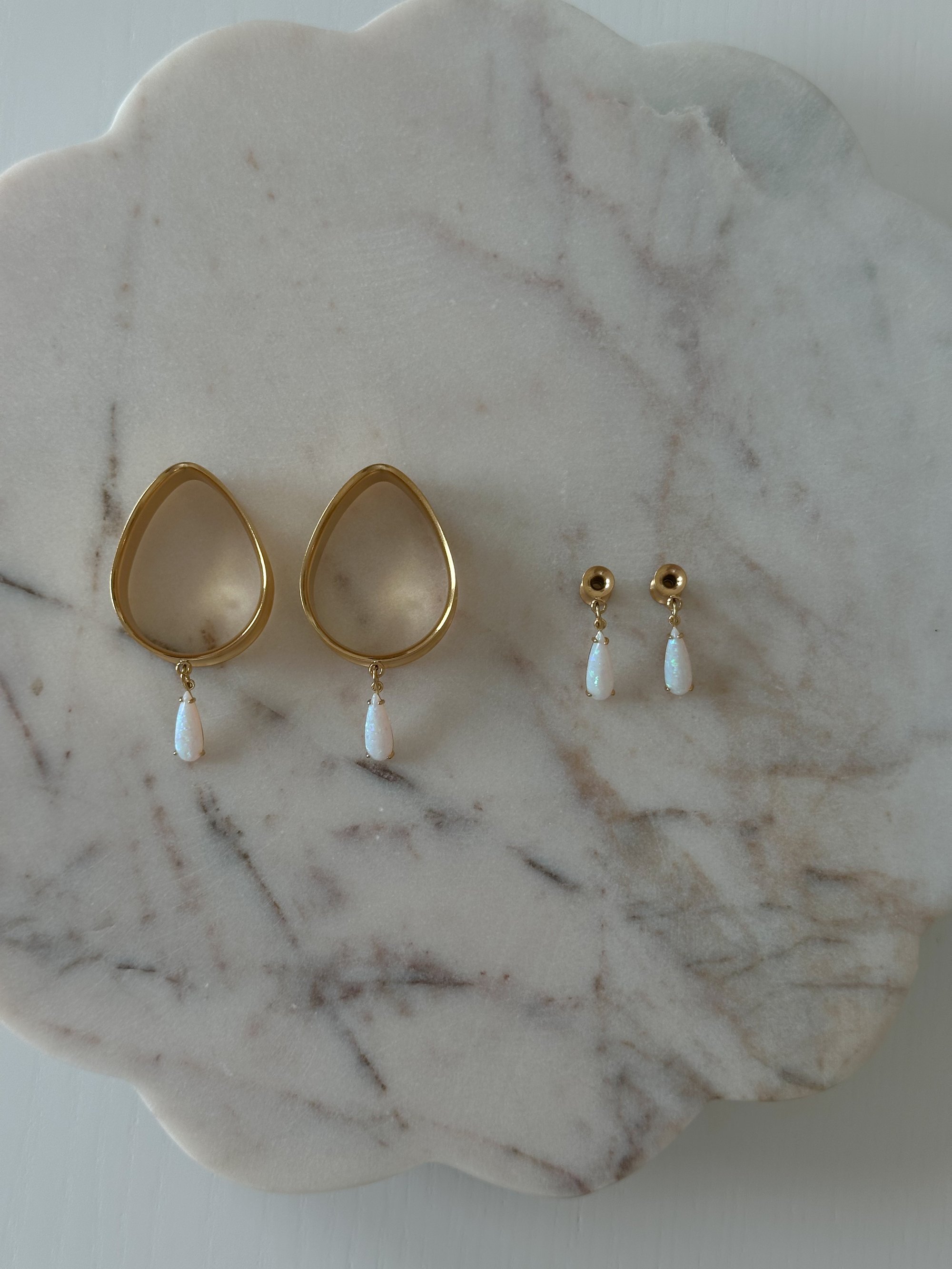 Fire Opal Dangles (Gold) (Hoops Optional) | Luna Lure Jewelry