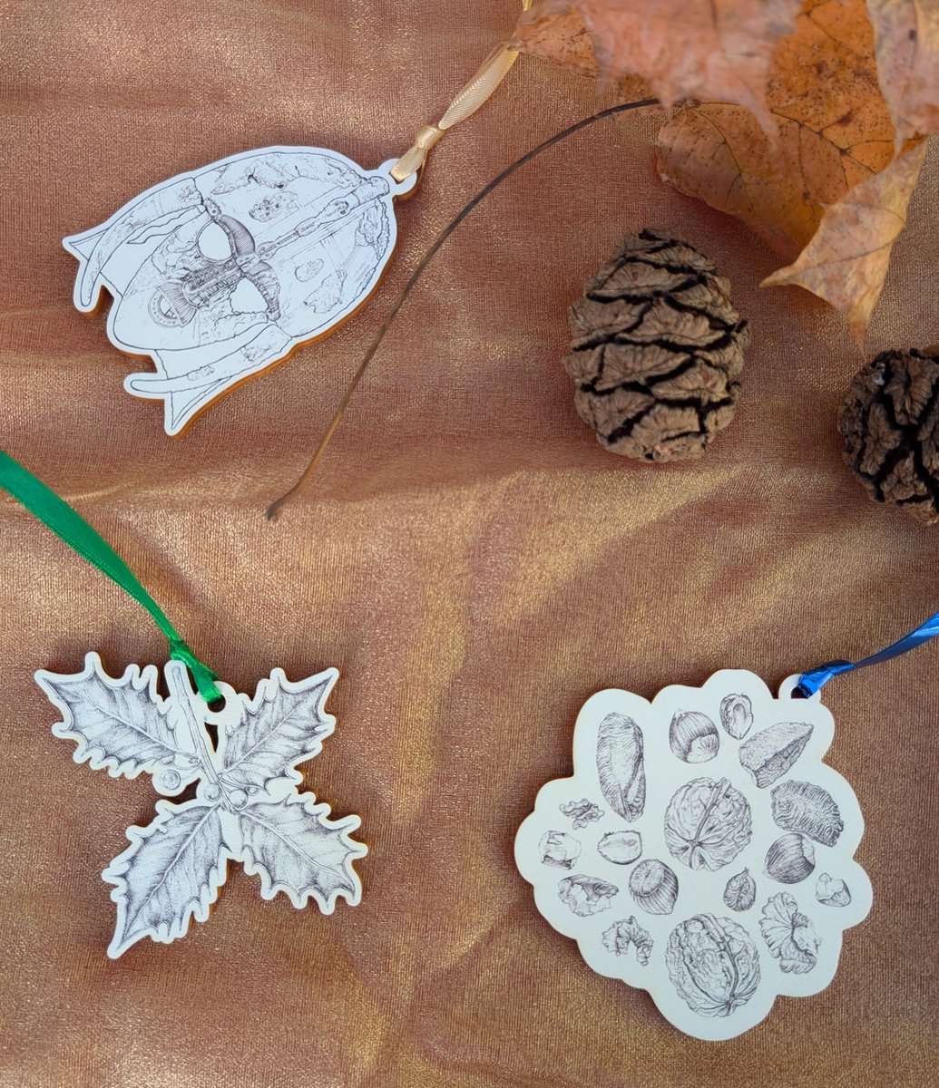NEW PRODUCT! - Wooden Christmas Decorations | SJ Tweed Botanical Art