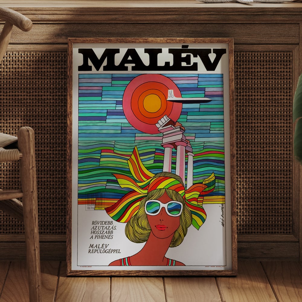 Fly Malev to Mediterranean | Máté András | 1966 | Vintage Travel Poster ...