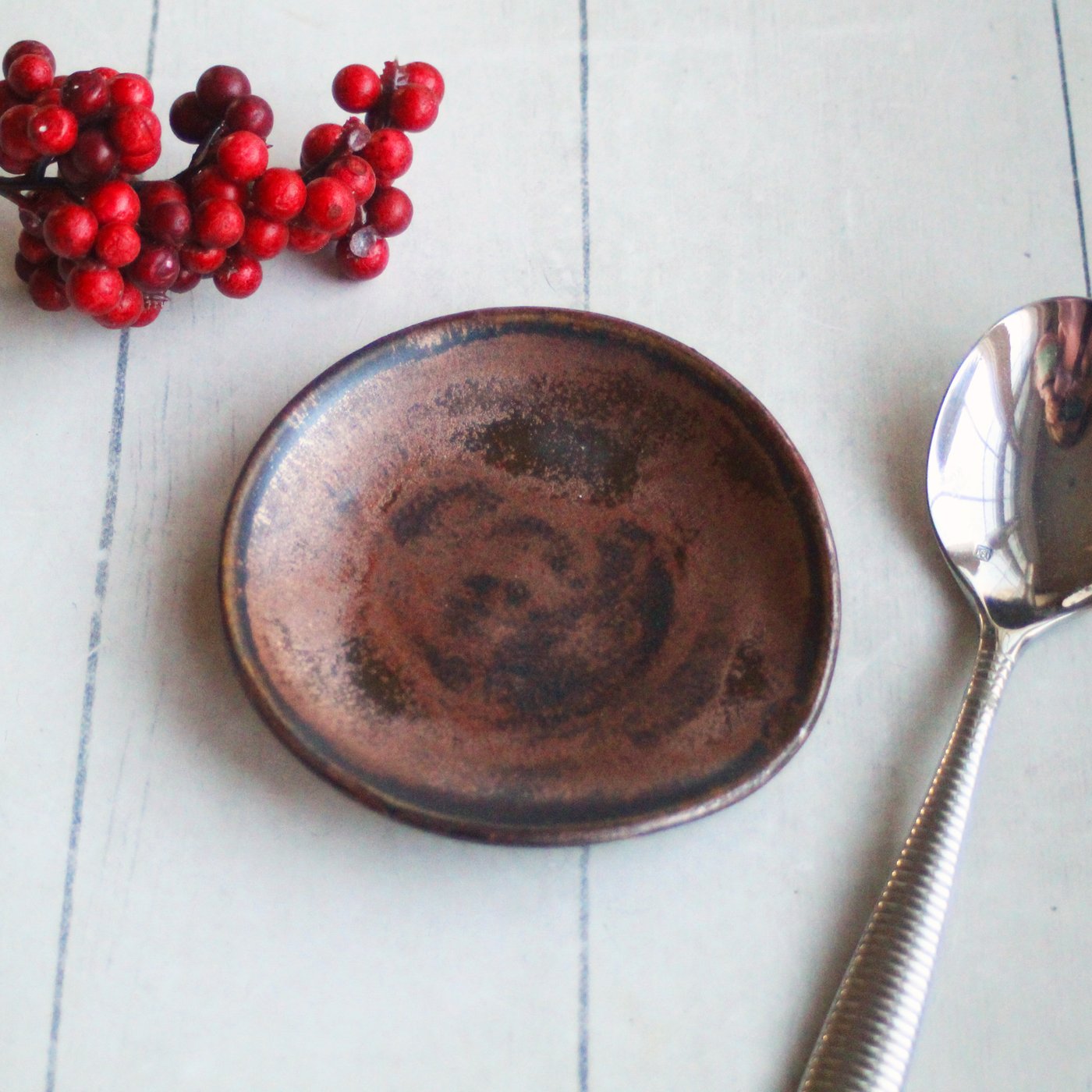 Copper Metallic Spoon Rest, Handcrafted Spoon Dish for your Coffee ...