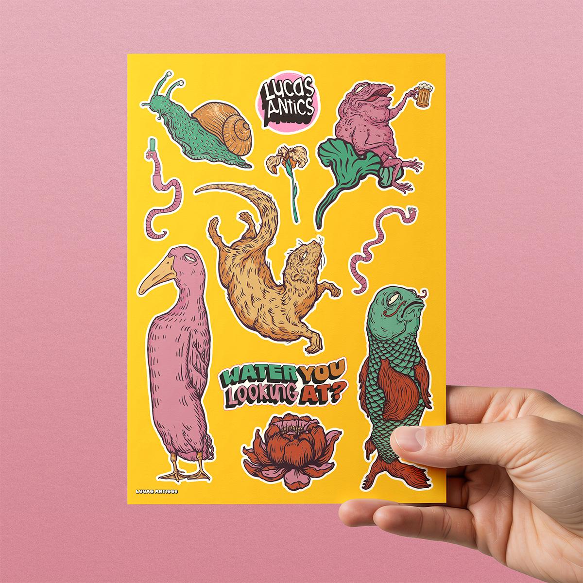Lucas Antics — Water You Looking At? Sticky sticker sheet