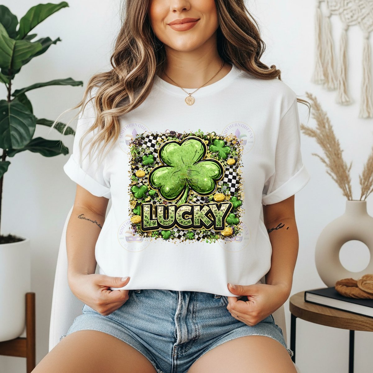 CHECKERED LUCKY SHAMROCK | Southren Queens Creations