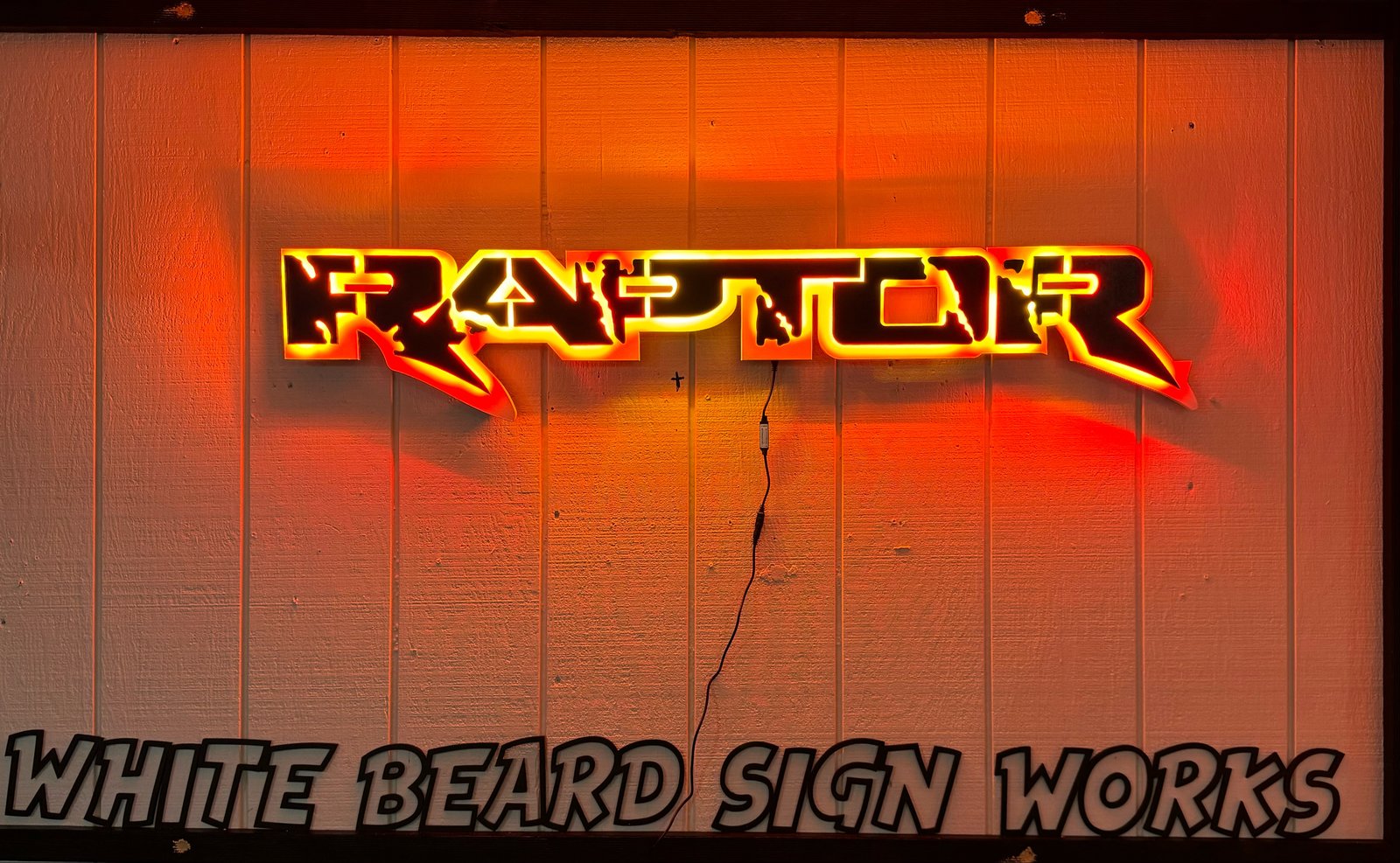 48” Fire Raptor Backlit LEDs Sign | White Beard Sign Works
