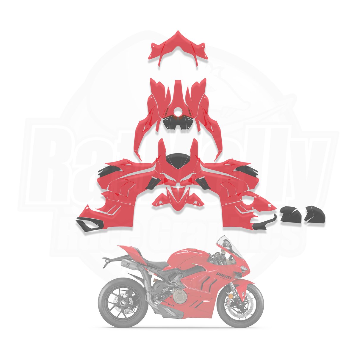 Graphics template. Ducati Panigale V4S 2022-2024 Road plus Akrapovic ...