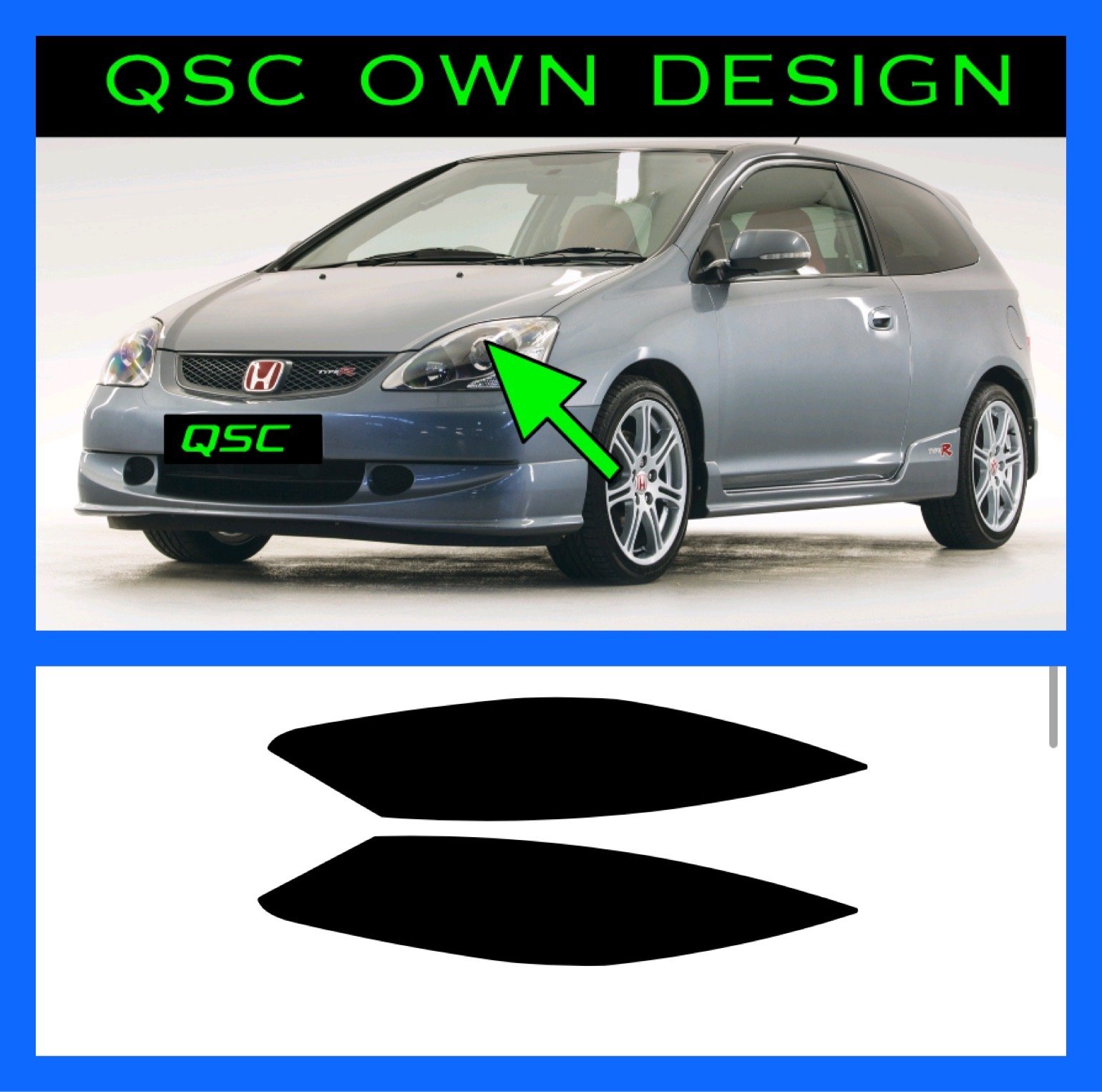 X2 Honda Civic Ep3 Black Eyebrow Stickers | QsCustom