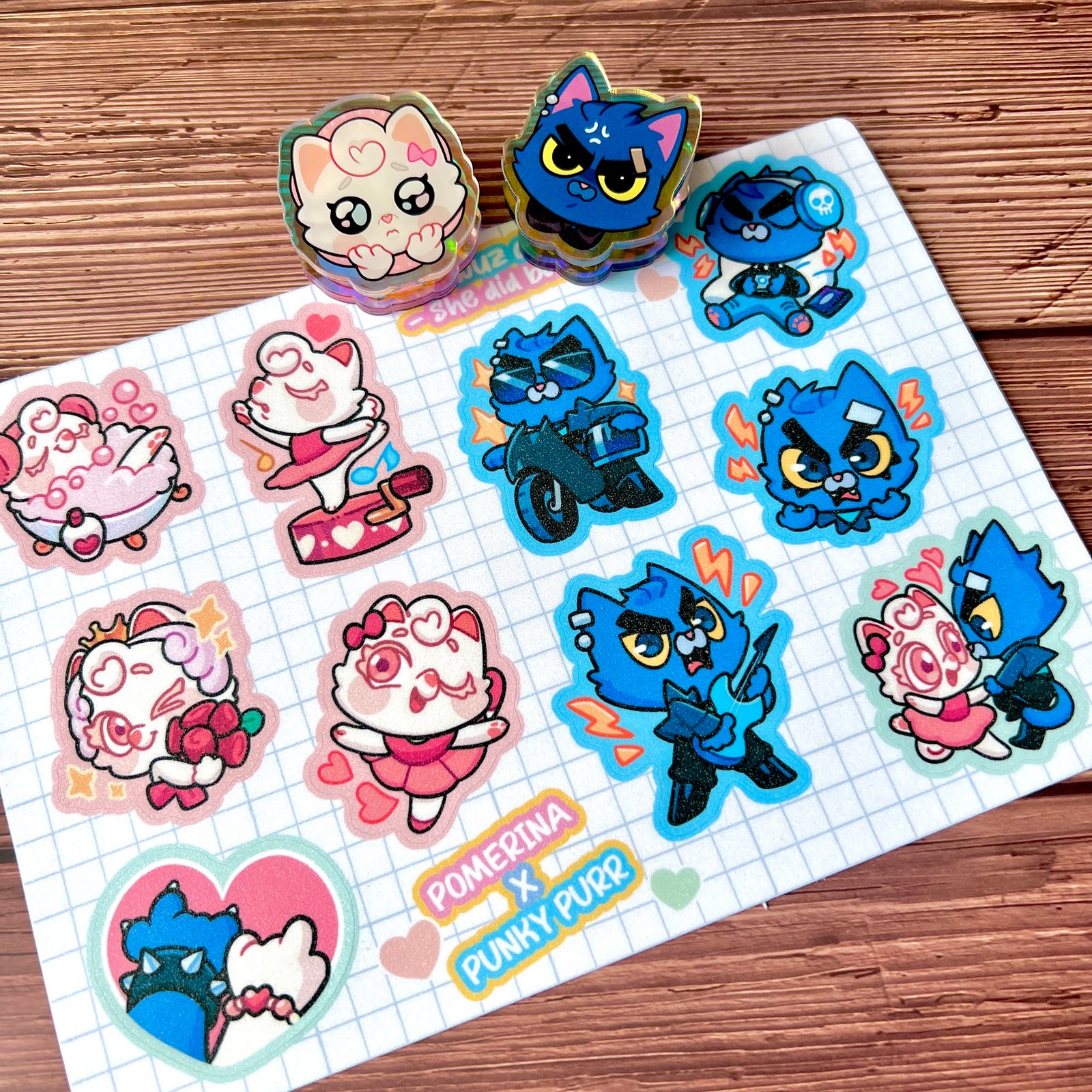 Original - Punky Purr & Pomerina Sticker sheet | Cherry Bean
