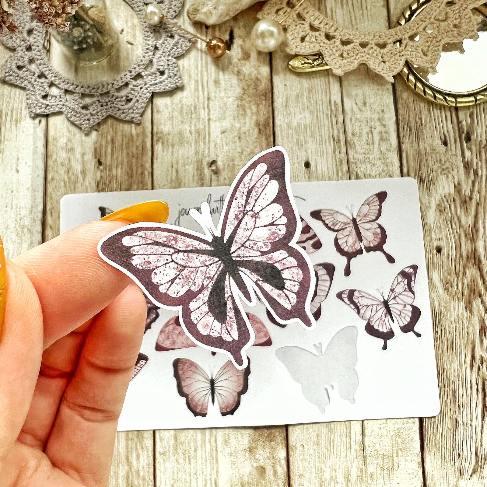 Butterfly Sticker Sheet | Transparent & White Vinyl Sticker Sheet ...