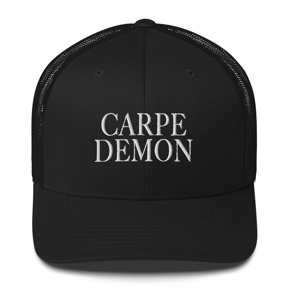 Carpe Demon Embroidered Trucker Cap | Rouge Hearts