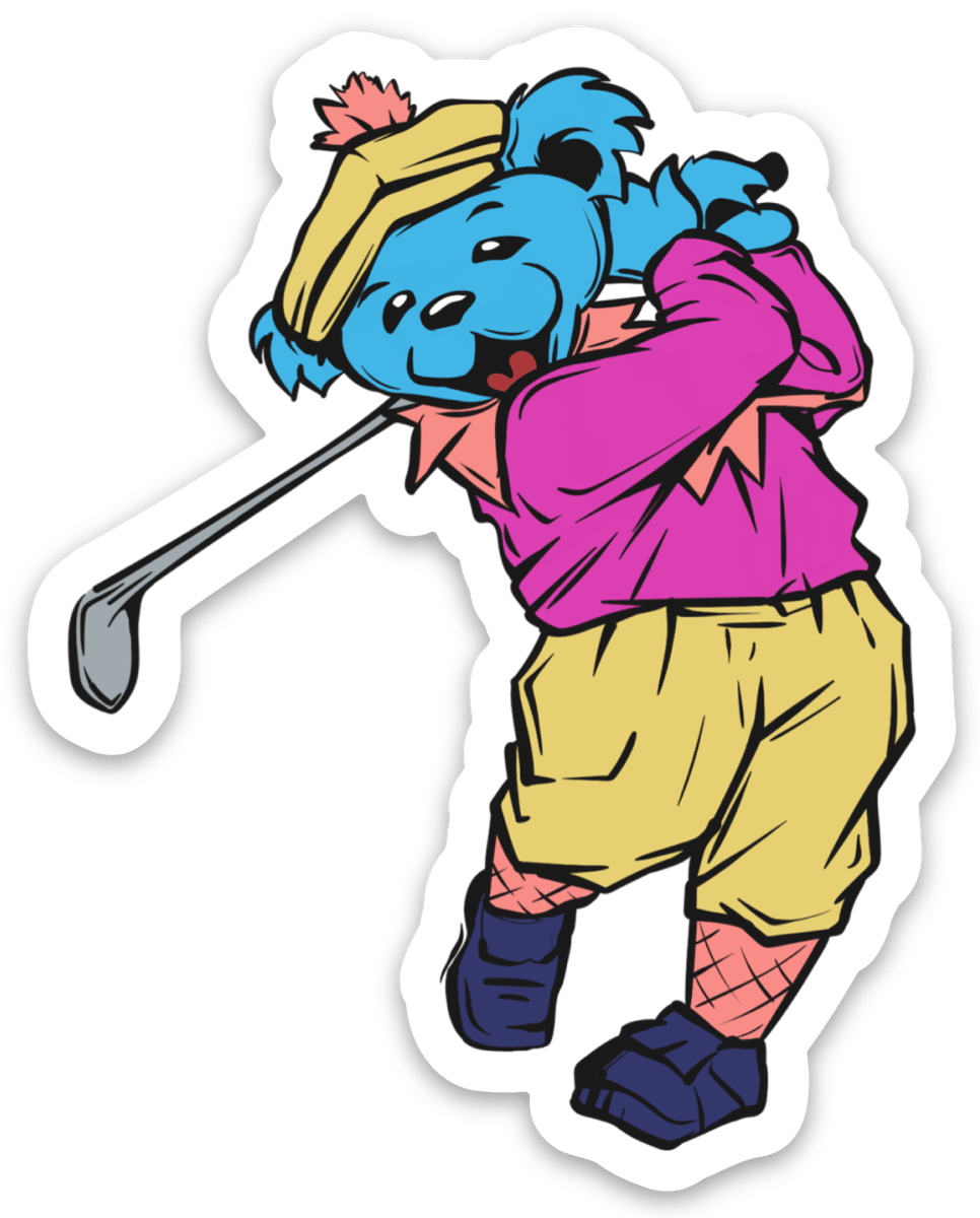 Golfing Dear Bear Sticker | 9th Inning Jams