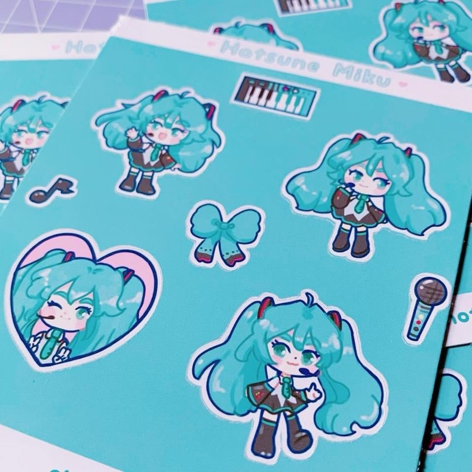 Chibi Vocaloid Hatsune Miku Sticker Sheet | Citrine Note