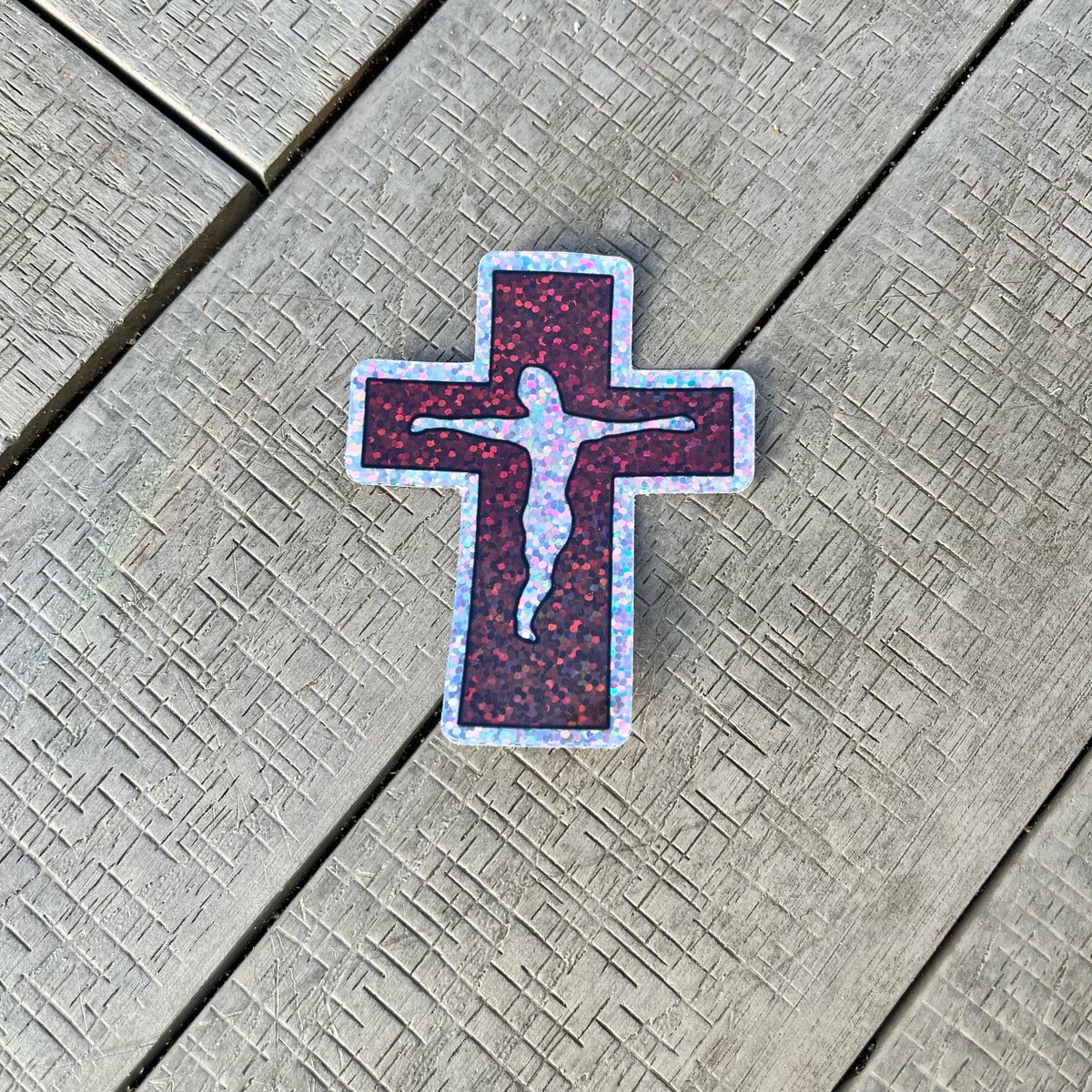 Crucifix Glitter Sticker | A Lil’ Plant
