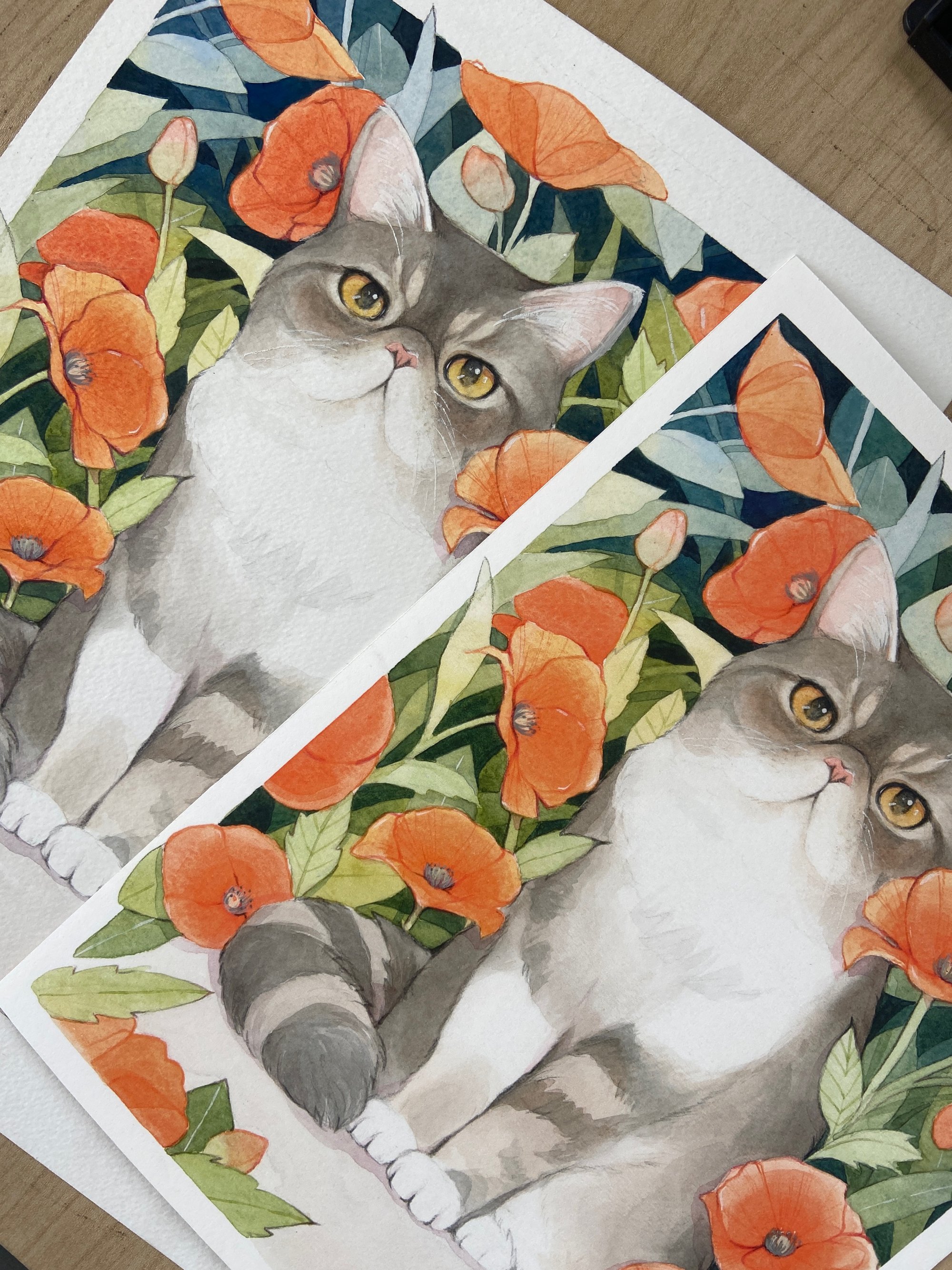 Momo the Cat | Watercolor art print | The Funky Cake Art