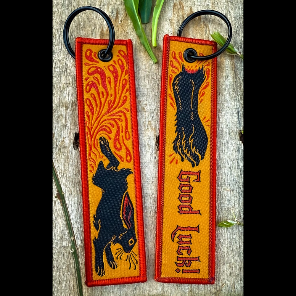 Good Luck Rabbits Foot Jet Tag Keychain (Double Sided) | Mothsprout Art