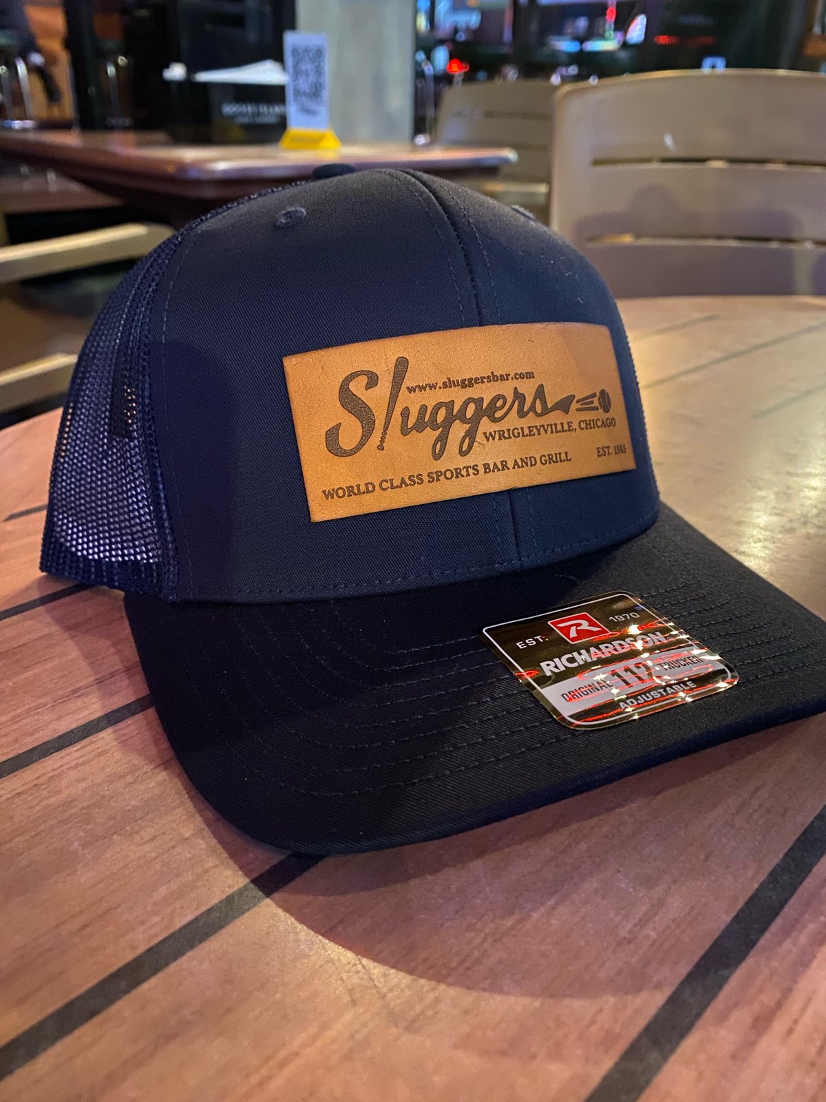 Sluggers Leather Patch Dome Headwear hat / Sluggers World Class Sports Bar