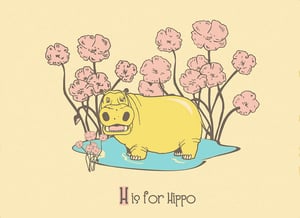 H is for Hippo Alphabet Nursery Print | strawberryluna