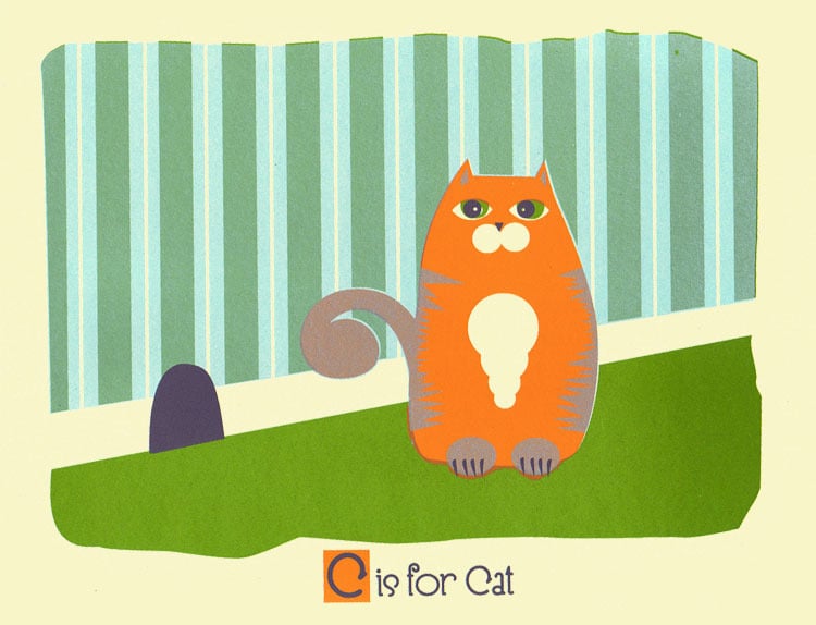 C is for Cat Alphabet Nursery Print | strawberryluna