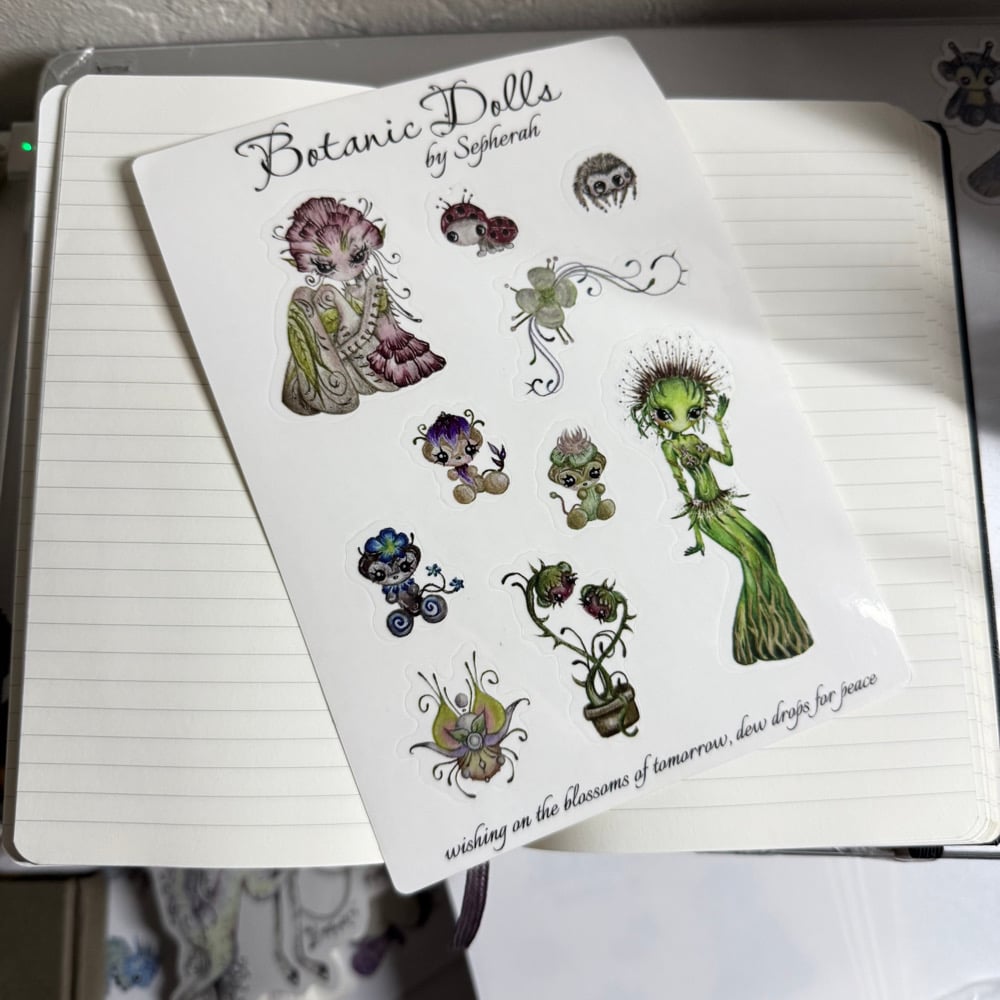 BOTANIC DOLLS 5x7 sticker sheet (transparent) (10pc) | Seph