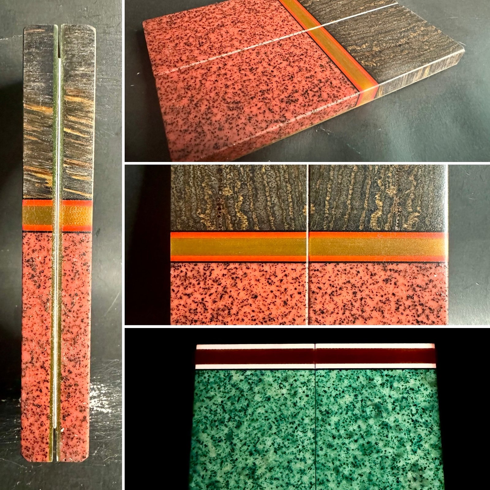 Crosscut Zebrawood & Red GLOW Grip-Tec Segmented Knife Scales | Wood By ...