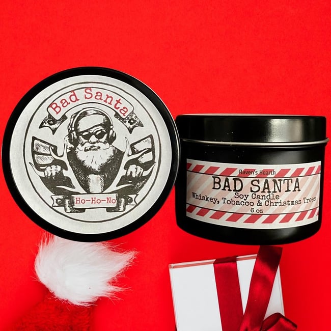 Bad Santa Candle Ravens Hearth