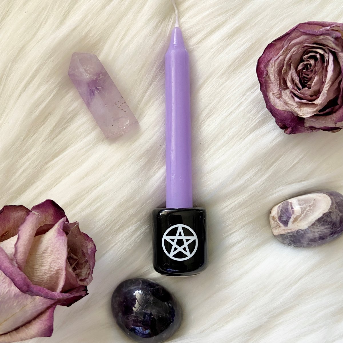 Pentagram Candle Holder + Purple Candle | A Whole New Witch